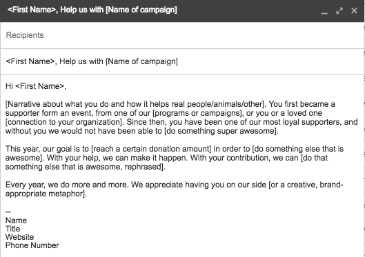 top donors email template - Whole Whale